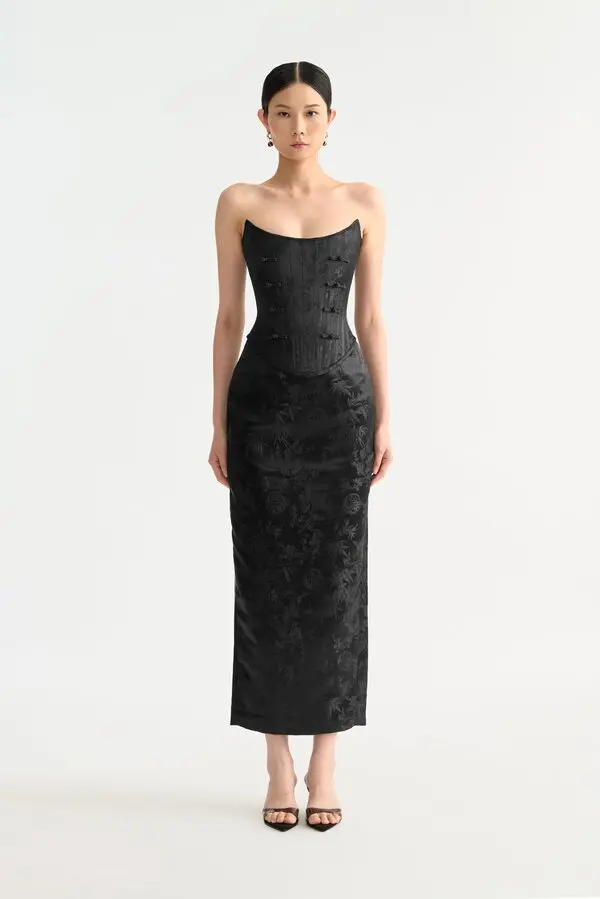 SAU LEE Della Jacquard Corset Top