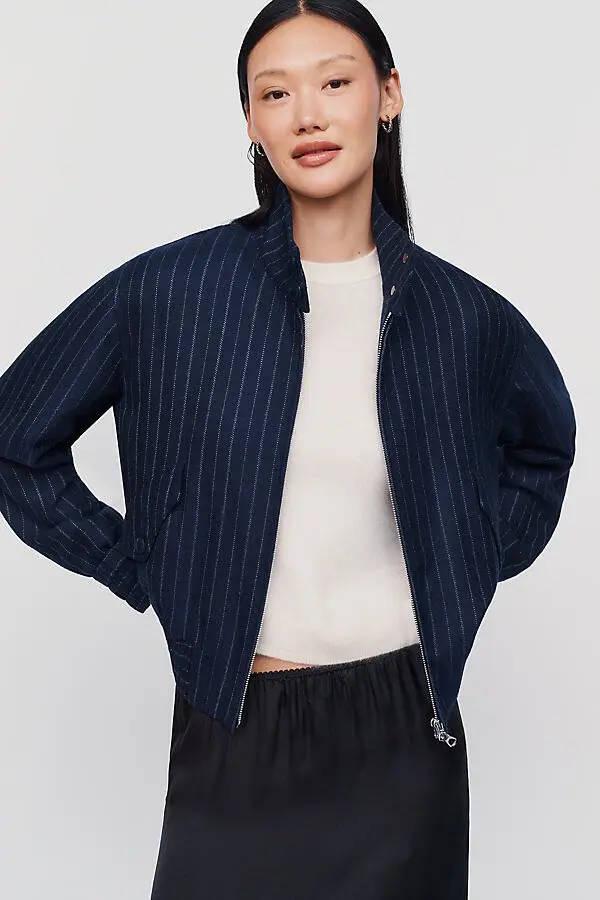 Rag & Bone Eliza Wool Blend Bomber Jacket - Navy