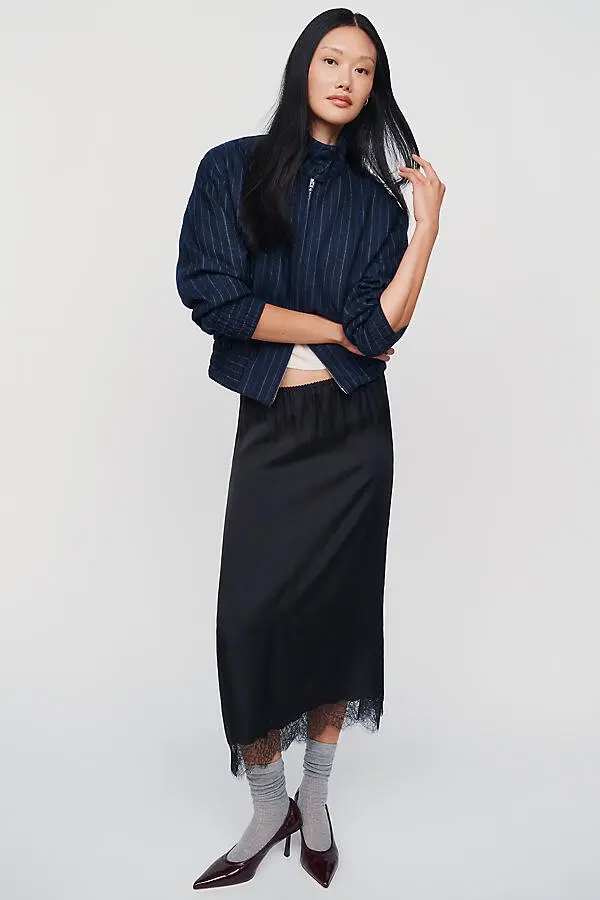 Rag & Bone Eliza Wool Blend Bomber Jacket - Navy
