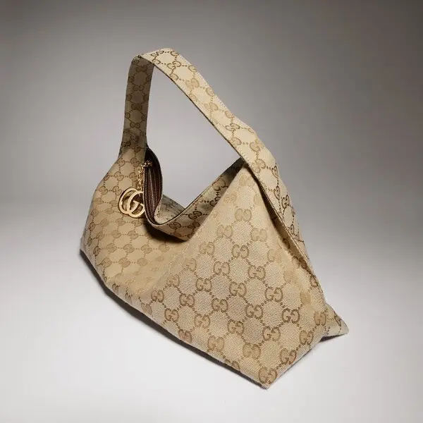 Gucci Large Shoulder Bag With Double G Detail Original Gg Fabric