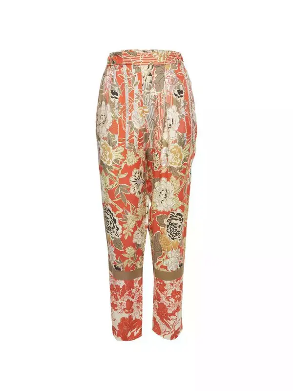 Etro Floral-print Tapered Trousers - Orange
