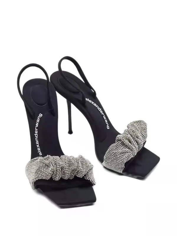 Alexander Wang Julie Scrunchie Slingback Sandals - Silver