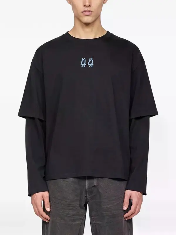 44 LABEL GROUP Graphic-print Layered-sleeve T-shirt - Black