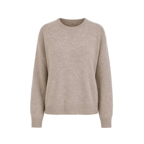 TIRILLM Cindy Merino Wool Basic Pullover- Dar Beige Melange