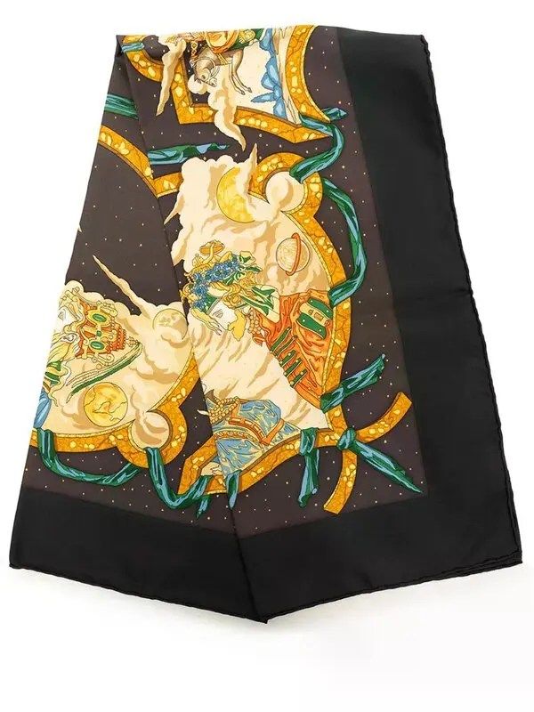 Hermès 1999-2007 Cavaliers Des Nuages Silk Scarf 90 Scarves - Brown