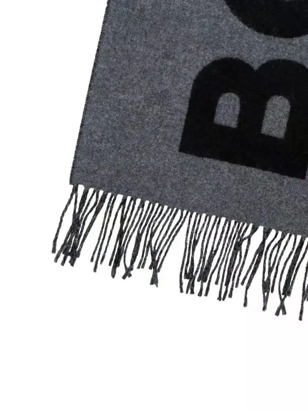 BOSS Logo-print Fringed Scarf
