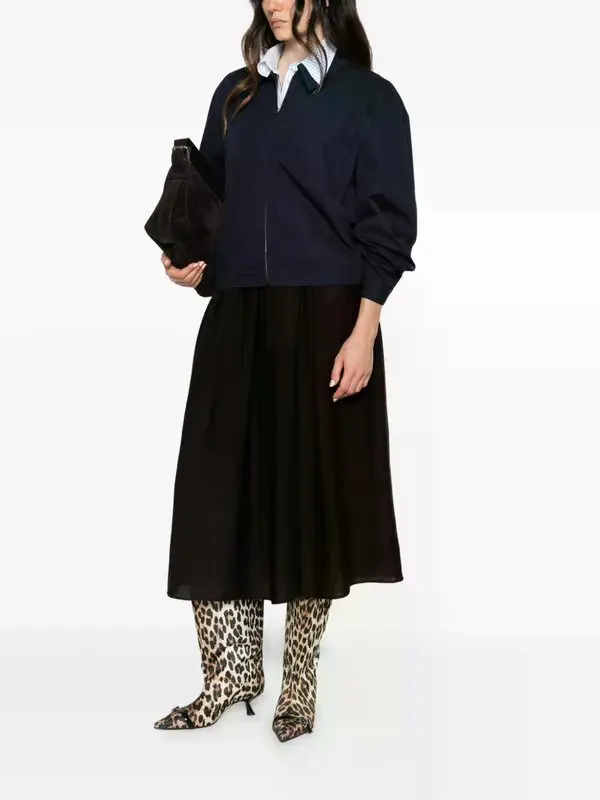 MA'RY'YA Pleated Knitted Midi Skirt