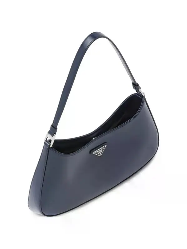Prada Cleo Brushed Leather Shoulder Bag - Blue