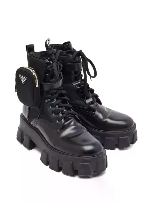 Prada Monolith Pouch-detail Combat Boots - Black