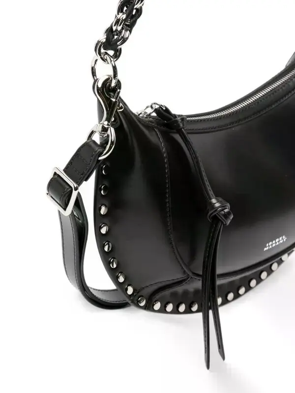 Isabel Marant Étoile Oskan Moon Bag In Grained Leather - Black