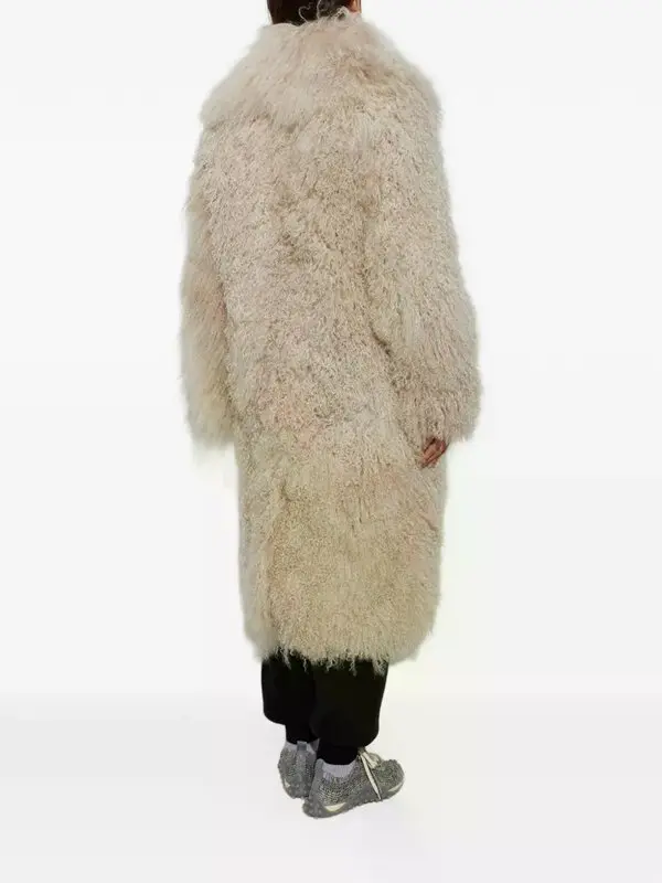 AMI Paris Long White Lamb-shearling Coat