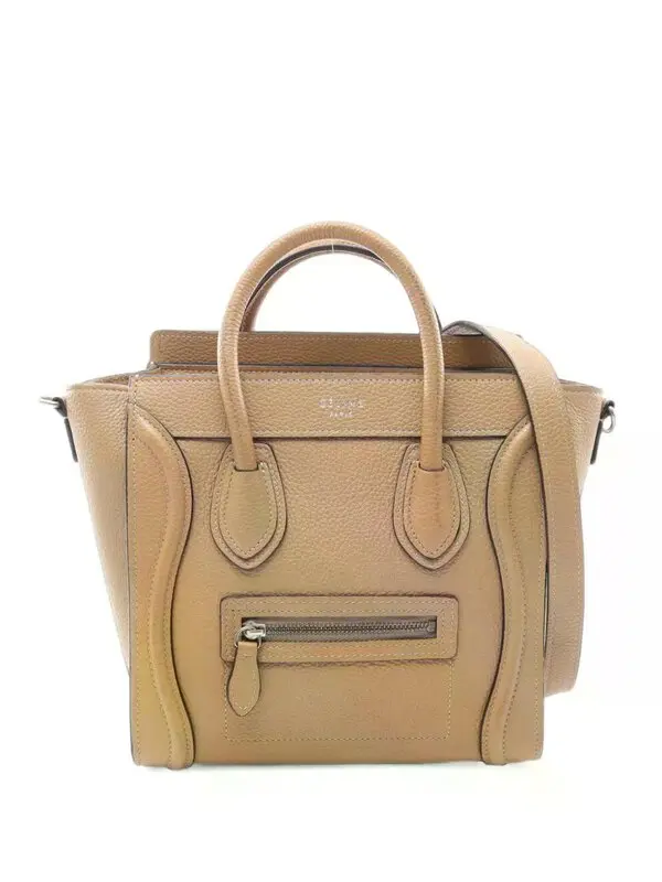 Celine 2010s Nano Leather Luggage Tote Bag - Neutrals