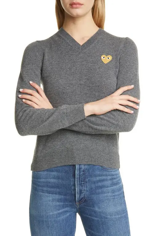 Comme Des Garçons Play Golden Heart Logo Wool Sweater