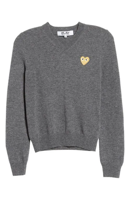 Comme Des Garçons Play Golden Heart Logo Wool Sweater