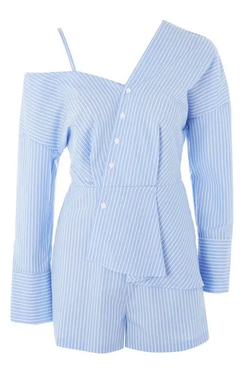 Topshop Asymmetrical Stripe Poplin Romper