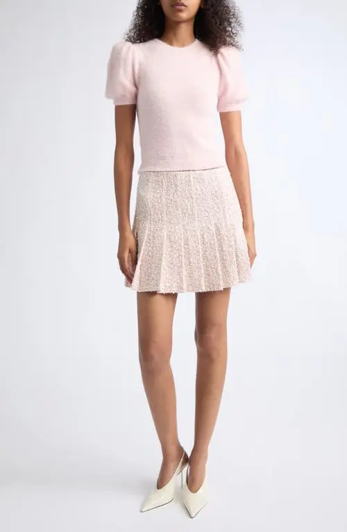 Alice + Olivia Carter Pleated Embellished Tweed Miniskirt - Blush
