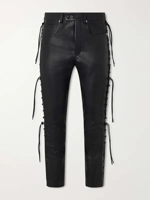 TOM FORD Straight-leg Full-grain Leather Trousers - Black