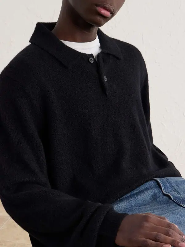 CORRIDOR Woven Alpaca-blend Polo Sweater