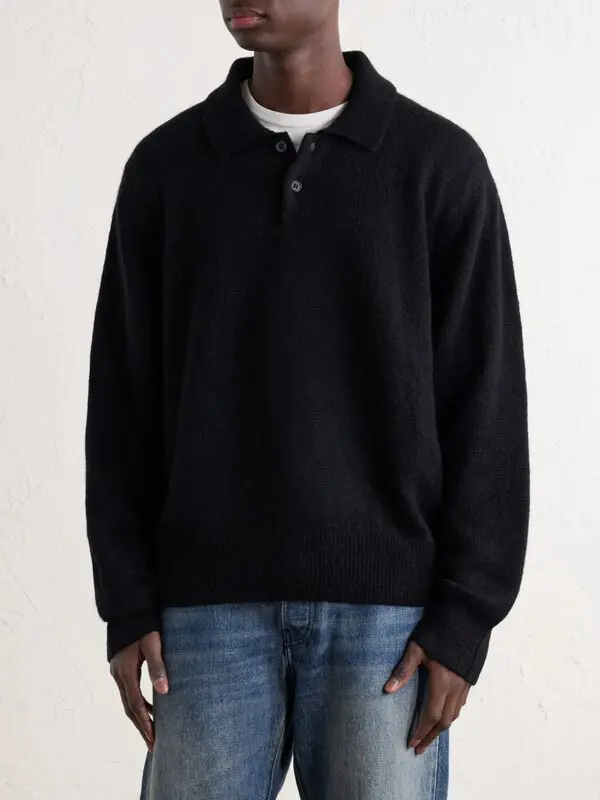 CORRIDOR Alpaca-blend Polo Sweater - Black