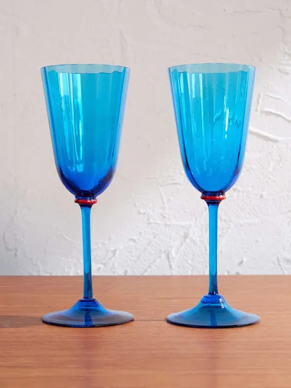 La DoubleJ Rainbow Set Of Two Murano Glass Wine Glasses