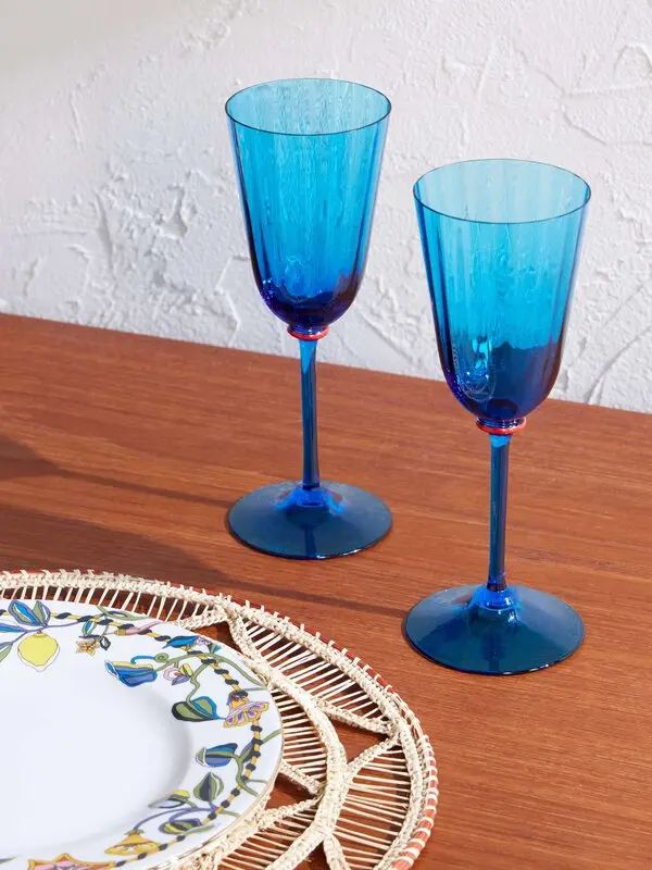 La DoubleJ Rainbow Set Of Two Murano Glass Wine Glasses