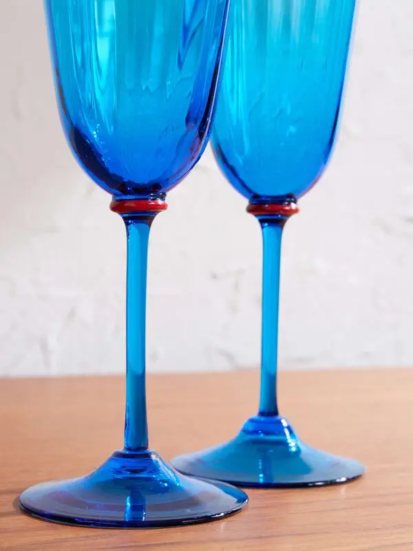 La DoubleJ Rainbow Set Of Two Murano Glass Wine Glasses