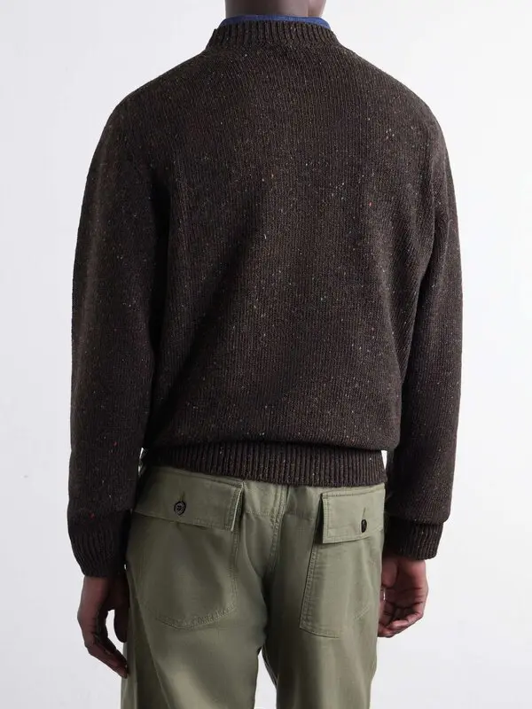 DRAKE'S Donegal Mélange Wool, Cashmere And Silk-blend Sweater