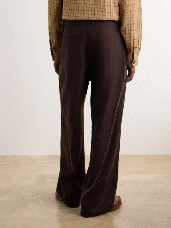 KARTIK RESEARCH Sultan Straight-leg Embroidered Handwoven Wool Trousers