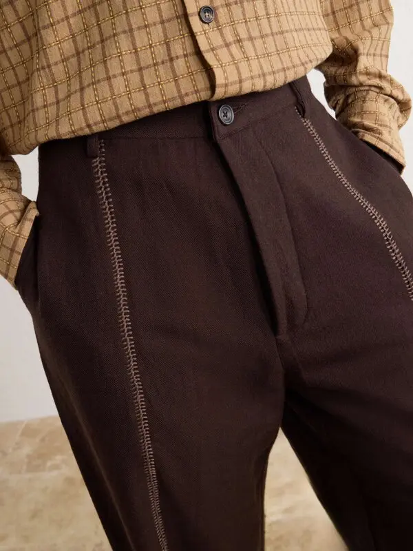 KARTIK RESEARCH Sultan Straight-leg Embroidered Handwoven Wool Trousers