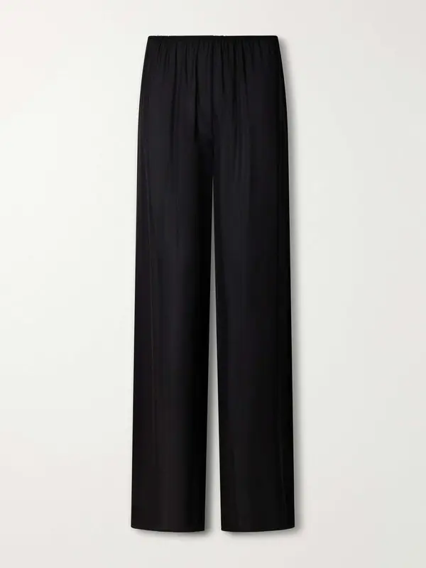 NILI LOTAN Marlow Cotton-blend Chiffon Wide-leg Pants - Black