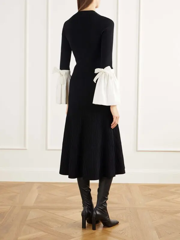 Simkhai Maelle Ribbed Taffeta-trimmed Jersey Midi Dress
