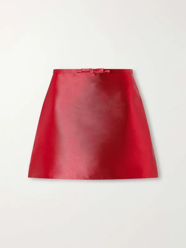 Simkhai Viana Bow-appliquéd Duchess-satin Mini Skirt