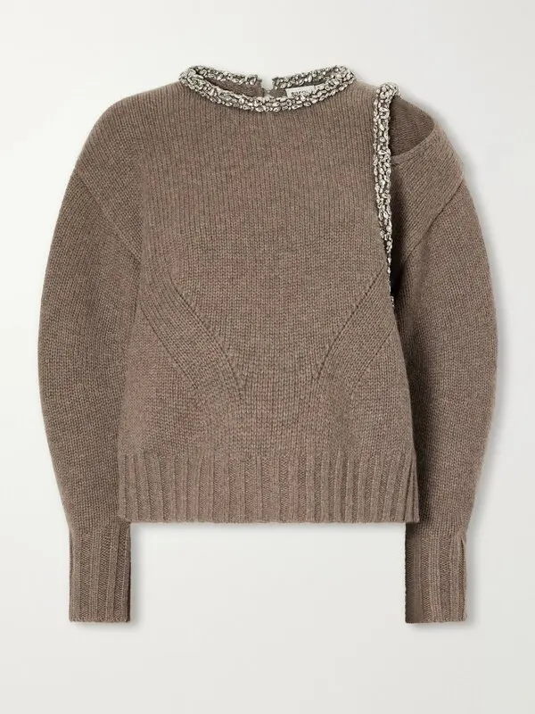 Simkhai Monroe Crystal-embellished Wool-blend Sweater - Brown