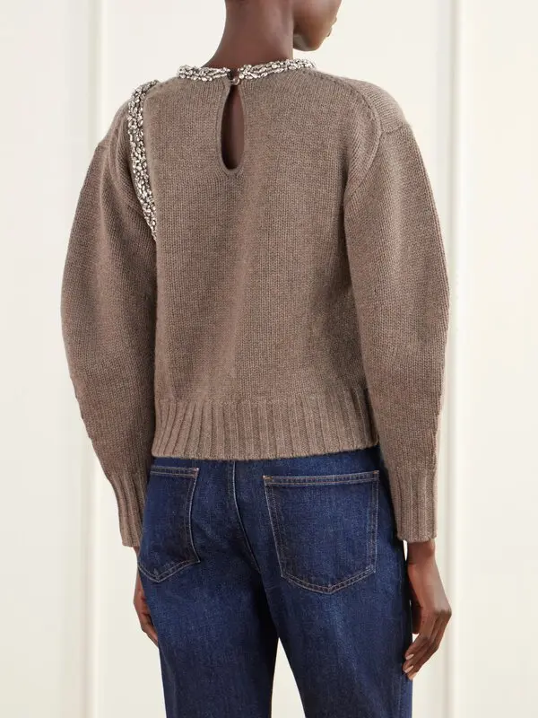 Simkhai Monroe Crystal-embellished Wool-blend Sweater - Brown