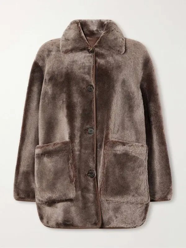 ARMA Nicola Reversible Shearling And Leather Jacket - Brown
