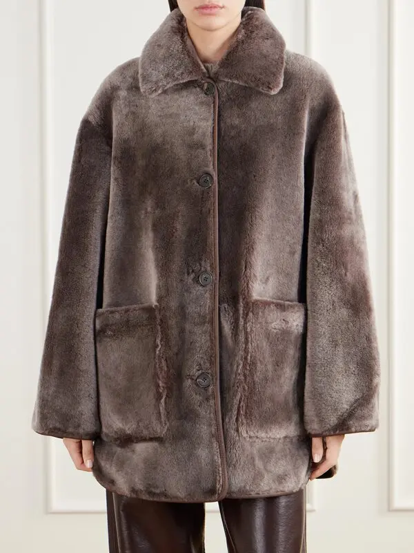 ARMA Nicola Reversible Shearling And Leather Jacket - Brown
