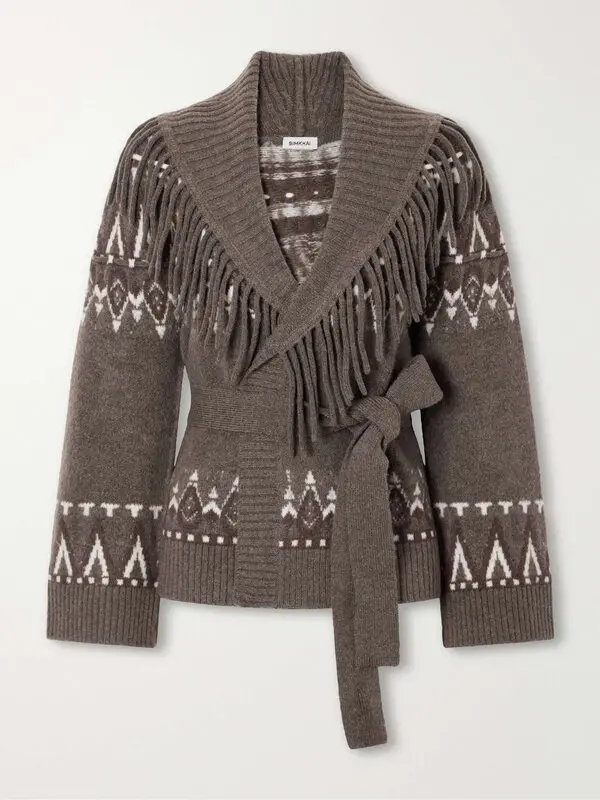 Simkhai Anaise Fringed Fair Isle Wool-blend Cardigan - Brown