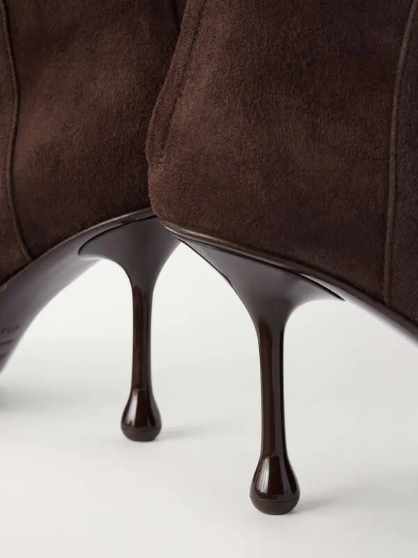 JIMMY CHOO Cycas 80 Logo-embellished Suede Ankle Boots