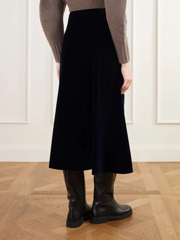 Erdem Draped Asymmetric Cotton-velvet Midi Skirt
