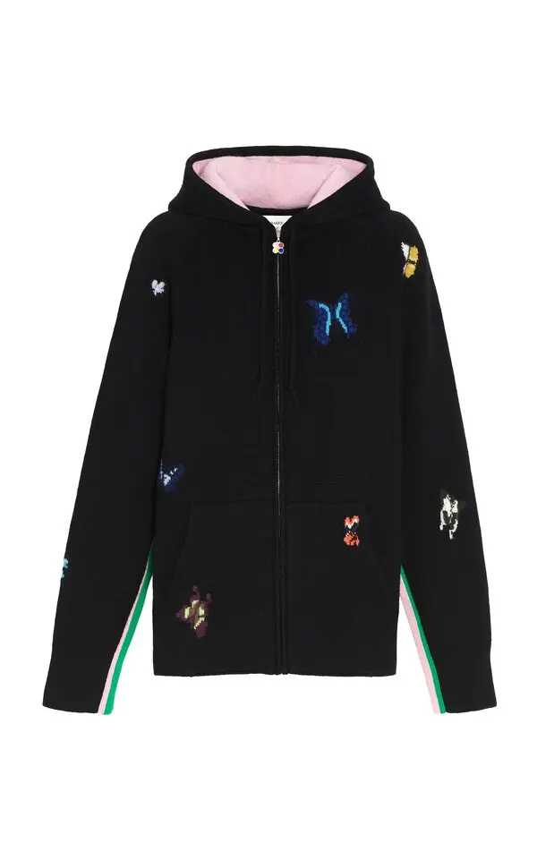 BARRIE X Damien Hirst Butterflies Zip-up Cashmere Hoodie - Black