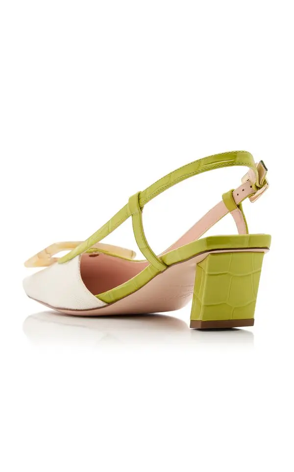 ROGER VIVIER Belle Vivier Croc-effect Leather Slingback Pumps