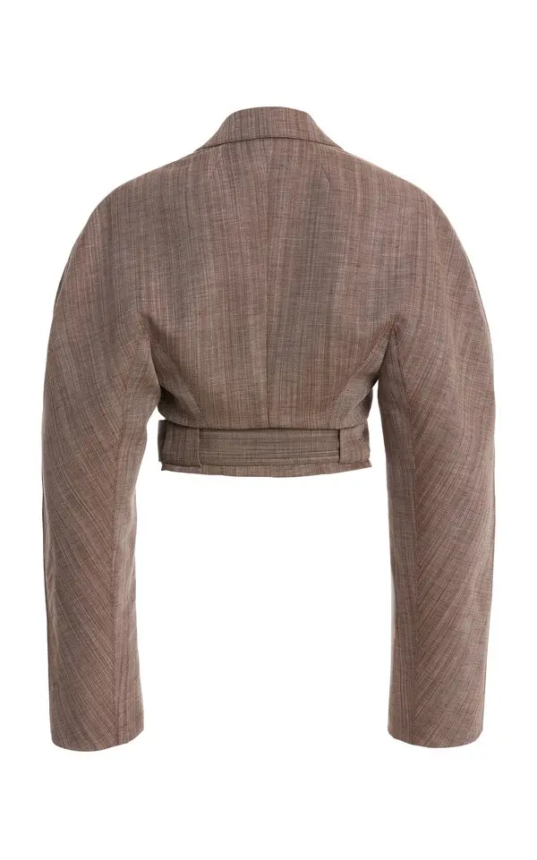 FERRAGAMO Double-breasted Wool-linen Jacket