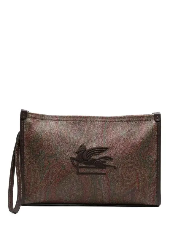 Etro Pegasus Paisley Clutch - Brown