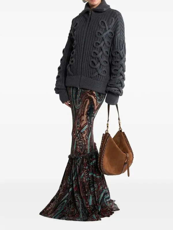 Etro Long Jacquard Chenille Dress With A Paisley Pattern