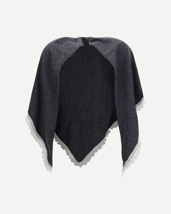 GANNI Openwork Wool Cape - Grey