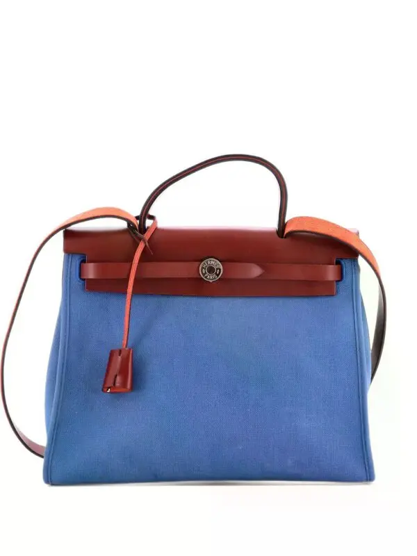 Hermès Herbag Zip Leather And Toile 31 Shoulder Bag