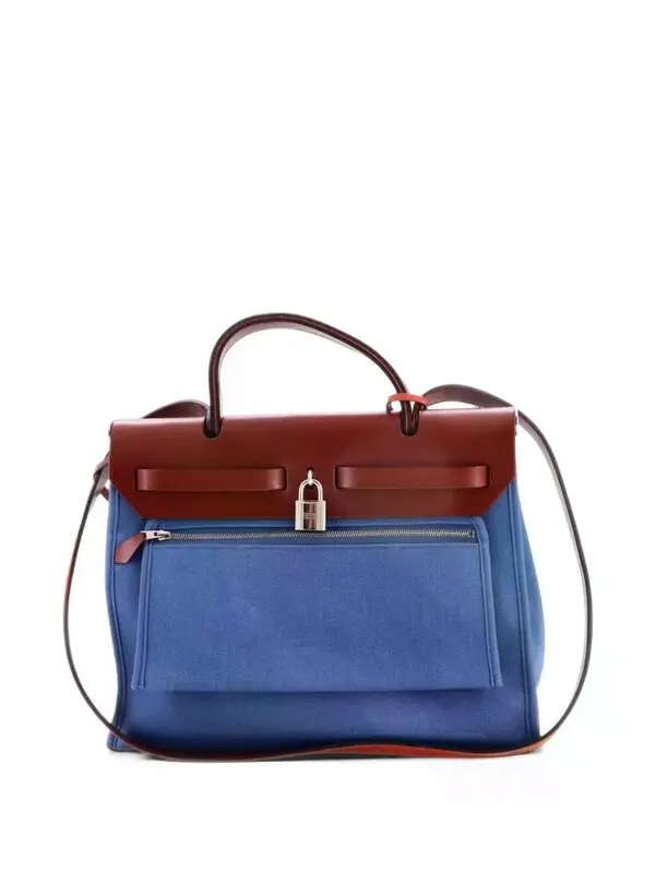 Hermès Herbag Zip Leather And Toile 31 Shoulder Bag
