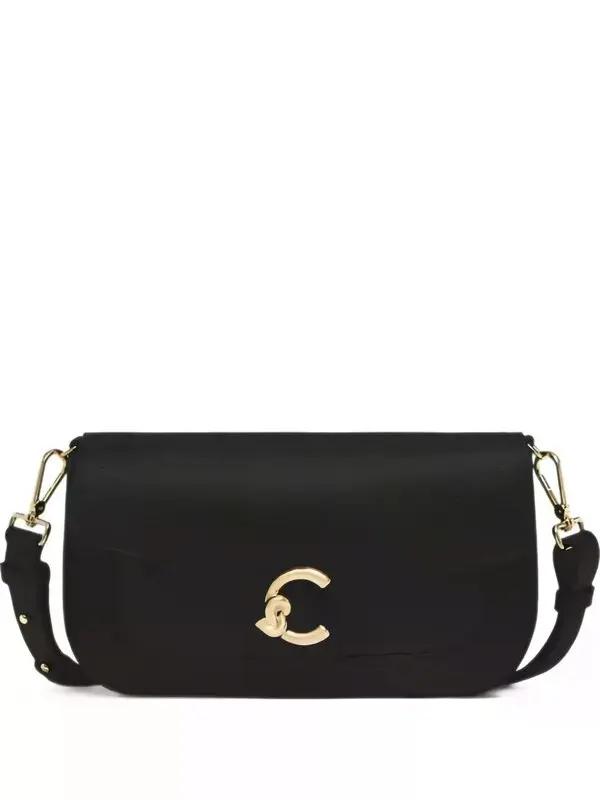 COCCINELLE Medium C-me Logo-plaque Grained Leather Shoulder Bag - Black