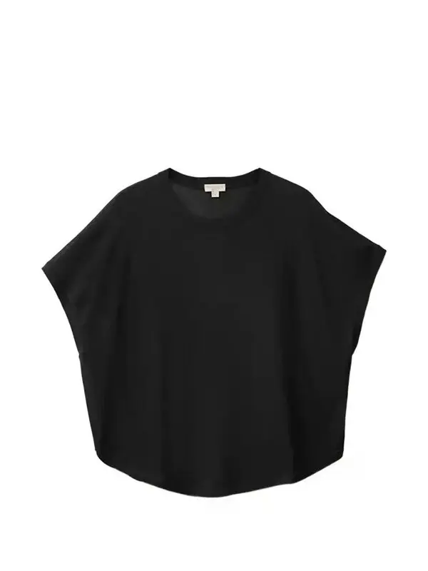 BENETTON Batwing-sleeve Curved-hem T-shirt - Black