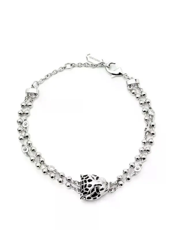 Roberto Cavalli Panther Head Double-chain Bracelet - Silver